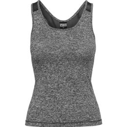 Muskelshirt Urban Classics "Urban Classics Damen Ladies Active Melange Trainings Top", Damen, Gr. S, charcoal, wei&szlig;, schwarz, 94% Polyester, 6% Elasthan, unifarben, slim fit, Racerback, Shirts