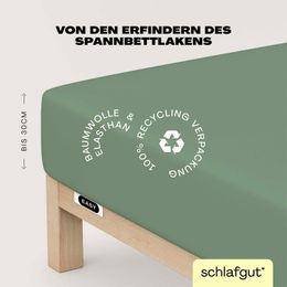 Spannbettlaken Schlafgut "EASY JERSEY ELASTHAN Bettlaken, 170 g/m&sup2;, 95% Baumwolle, 5% Elasthan", gr&uuml;n (gr&uuml;n mid), 1 Stk., Jersey, 180-200x200-220 30cm, Jersey, Obermaterial: 95% Baumwolle, 5% Elasthan, Bettlaken, Spannbettlaken, Spannbettlaken bis 30 cm H&ouml;he, b&uuml;gelfrei, pflegeleicht, perfekter Sitz