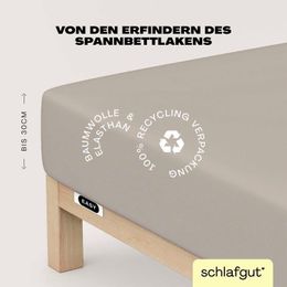 Spannbettlaken Schlafgut "EASY JERSEY ELASTHAN Bettlaken, 170 g/m&sup2;, 95% Baumwolle, 5% Elasthan", beige (sand mid), 1 Stk., Jersey, 120-130x200-220 30cm, Jersey, Obermaterial: 95% Baumwolle, 5% Elasthan, Bettlaken, Spannbettlaken, Spannbettlaken bis 30 cm H&ouml;he, b&uuml;gelfrei, pflegeleicht, perfekter Sitz