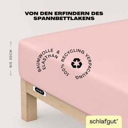 Spannbettlaken Schlafgut "EASY JERSEY ELASTHAN Bettlaken, 170 g/m&sup2;, 95% Baumwolle, 5% Elasthan", lila (lila light), 1 Stk., Jersey, 180-200x200-220 30cm, Jersey, Obermaterial: 95% Baumwolle, 5% Elasthan, Bettlaken, Spannbettlaken, Spannbettlaken bis 30 cm H&ouml;he, b&uuml;gelfrei, pflegeleicht, perfekter Sitz