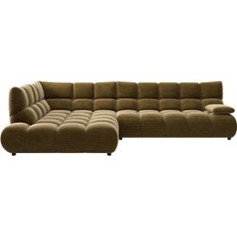 Ecksofa Home Affaire "Graceland, mit klappbarer Armlehne, Breite 324 cm", braun (messing), B:324cm H:85cm T:211cm, 100% Polyester, Sofas, Ecksofa, mit eleganter Steppung, Rundumbezug & weicher Polsterung