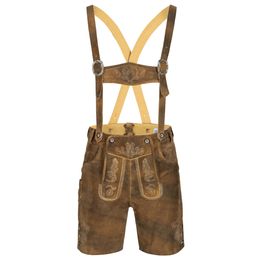 N&uuml;bler Trachtenlederhose N&Uuml;BLER "Lederhose kurz Bertl", Herren, Gr. 46, EURO, braun, Obermaterial: 100% Lammleder LEL., Hosen