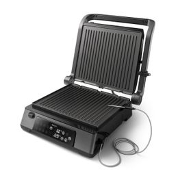 Kontaktgrill Philips "7000 Series HD6307/70 mit digitaler Temperatureinstellung", schwarz, B:37,5cm H:17,7cm T:35,4cm, Kontaktgrill_Standgrill_Tischgrill_Teppanyakigrill, 8 voreingestellten Funktionen, und verstellbaren, abnehmbaren Platten