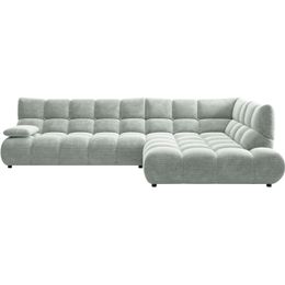 Ecksofa Home Affaire "Graceland, mit klappbarer Armlehne, Breite 324 cm", grau (silber), B:324cm H:85cm T:211cm, 100% Polyester, Sofas, Ecksofa, mit eleganter Steppung, Rundumbezug & weicher Polsterung