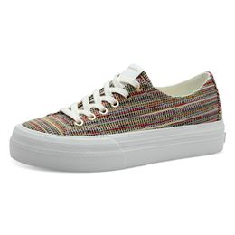 Plateausneaker Tamaris, Damen, Gr. 41, bunt (multi), Lederimitat, Textil, Schuhe Plateausneaker, Freizeitschuh, Halbschuh, Schn&uuml;rschuh mit Logo an der Ferse