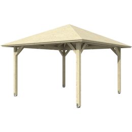 Skan Holz Holzpavillon SKANHOLZ "Cannes 2", beige (natur), B/H/T: 329cm, Pavillons, Leimholz, 359 x 359 cm
