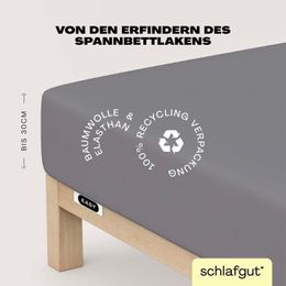 Spannbettlaken Schlafgut "EASY JERSEY ELASTHAN Bettlaken, 170 g/m&sup2;, 95% Baumwolle, 5% Elasthan", grau (grau mid), 1 Stk., Jersey, 180-200x200-220 30cm, Jersey, Obermaterial: 95% Baumwolle, 5% Elasthan, Bettlaken, Spannbettlaken, Spannbettlaken bis 30 cm H&ouml;he, b&uuml;gelfrei, pflegeleicht, perfekter Sitz