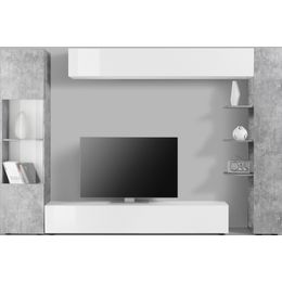 Wohnwand OTTO HOME "Sorano", wei&szlig; (wei&szlig; matt, wei&szlig; hochglanz lack, beton, optik), Kastenm&ouml;bel-Sets, Wohnwand, Kompaktwohnwand mit viel Stauraum