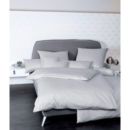 Bettw&auml;sche Janine "Colors", grau (hellgrau), B/L: 155cm x 200cm, 1 Stk., 1 Stk., Mako-Satin, B/L: 80cm x 80cm, 2 Stk., Mako-Satin, Obermaterial: 100% Baumwolle, Bettw&auml;sche, Bettw&auml;sche, feinf&auml;dige uni Bettw&auml;sche f&uuml;r alle Jahreszeiten, Markenrei&szlig;verschluss