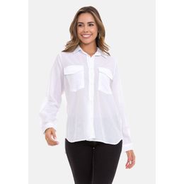 Cipo & Baxx Hemdbluse CIPO & BAXX "WH123", Damen, Gr. L, wei&szlig;, 100% Baumwolle, unifarben, regular fit normal, Manschette, Blusen Hemdbluse
