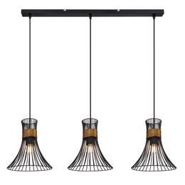Globo LIGHTING H&auml;ngeleuchte "PURRA", schwarz, 3, H: 120cm, 1 Stk., Leuchten, Schwarze H&auml;ngeleuchte mit Metallst&auml;ben und Goldakzenten, H&auml;ngeleuchte