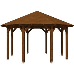Skan Holz Holzpavillon SKANHOLZ "Lyon 2", braun (nussbaum), B/H/T: 330cm, Pavillons, Douglasie, 399 x 399 cm