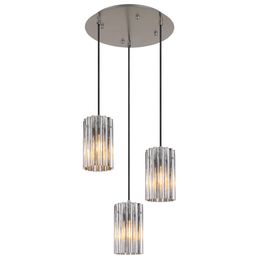 Globo LIGHTING H&auml;ngeleuchte "CAYDEN", nickelfarben matt, 3, &Oslash; 38,5cm H: 120cm, 1 Stk., Leuchten, H&auml;ngeleuchte f&uuml;r Esszimmer Nickel & Glas, H&auml;ngeleuchte