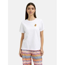 Smith & Soul Rundhalsshirt SMITH & SOUL, Damen, Gr. L, indigo, Single Jersey, Material: 100% Baumwolle, bedruckt, regular fit normal, Rundhals, eingesetzt gerader Abschluss, Shirts Rundhalsshirt, aus Baumwolle