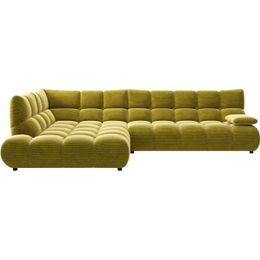 Ecksofa Home Affaire "Graceland, mit klappbarer Armlehne, Breite 324 cm", gr&uuml;n (pistachio), B:324cm H:85cm T:211cm, 100% Polyester, Sofas, Ecksofa, mit eleganter Steppung, Rundumbezug & weicher Polsterung