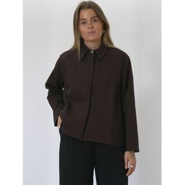 Blusenjacke TEESHOPPEN "TEESHOPPEN Between season jackets Mavis", Damen, Gr. L, schwarz braun, Obermaterial: 97% Baumwolle, 3% Elasthan, Jacken Blusenjacke