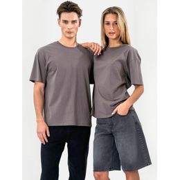 Kurzarmhemd TEESHOPPEN "TEESHOPPEN T-shirt Heavy", Damen, Gr. L, Normalgr&ouml;&szlig;en, dunkelgrau, Obermaterial: 100% Baumwolle, Hemden