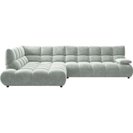 Ecksofa Home Affaire "Graceland, mit klappbarer Armlehne, Breite 324 cm", grau (silber), B:324cm H:85cm T:211cm, 100% Polyester, Sofas, Ecksofa, mit eleganter Steppung, Rundumbezug & weicher Polsterung