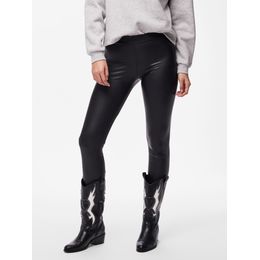 Leggings Pieces "PCNEW SHINY FLEECE LEGGINGS NOOS", Damen, Gr. M, N-Gr, schwarz, Jersey, Obermaterial: 90% Polyester, 10% Elasthan, unifarben, normal, Hosen Leggings