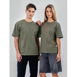 Kurzarmhemd TEESHOPPEN "TEESHOPPEN T-shirt Heavy", Damen, Gr. L, Normalgr&ouml;&szlig;en, olive, Obermaterial: 100% Baumwolle, Hemden