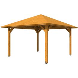 Skan Holz Holzpavillon SKANHOLZ "Cannes 2", braun (eiche hell), B/H/T: 329cm, Pavillons, Leimholz, 359 x 359 cm