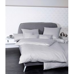 Bettw&auml;sche Janine "Colors", grau (hellgrau), B/L: 155cm x 220cm, 1 Stk., 1 Stk., Mako-Satin, B/L: 80cm x 80cm, 2 Stk., Mako-Satin, Obermaterial: 100% Baumwolle, Bettw&auml;sche, Bettw&auml;sche, feinf&auml;dige uni Bettw&auml;sche f&uuml;r alle Jahreszeiten, Markenrei&szlig;verschluss