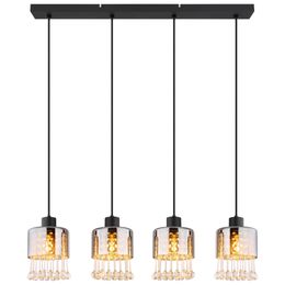 Globo LIGHTING H&auml;ngeleuchte "HENDRY", schwarz matt, 4, H: 120cm, 1 Stk., Leuchten, H&auml;ngeleuchte f&uuml;r Esszimmer Kristall modern, H&auml;ngeleuchte