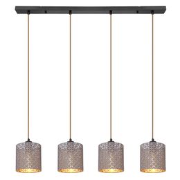 Globo LIGHTING H&auml;ngeleuchte "CINDY", schwarz matt, 4, H: 150cm, 1 Stk., Leuchten, H&auml;ngeleuchte f&uuml;r Esszimmer Textil grau, H&auml;ngeleuchte