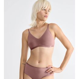 Soft-BH Sloggi "GO Daily Cotton", Damen, Gr. S, N-Gr, braun (cacao), Single Jersey, Obermaterial: 82% Baumwolle, 18% Elasthan, unifarben, Basic, BHs Soft-BH, Glanz-Effekt Details, tiefer V-Ausschnitt, ohne B&uuml;gel