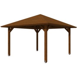 Skan Holz Holzpavillon SKANHOLZ "Cannes 2", braun (nussbaum), B/H/T: 329cm, Pavillons, Leimholz, 359 x 359 cm