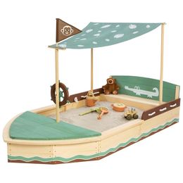 Sandkasten Muddy Buddy "Jungle King", gr&uuml;n (natur, braun, gr&uuml;n), Sandk&auml;sten, Kinder, B/H/L: 110cm x 120cm x 195cm, Massivholz, natur - salbei - mokka, B:110cm H:120cm L:195cm
