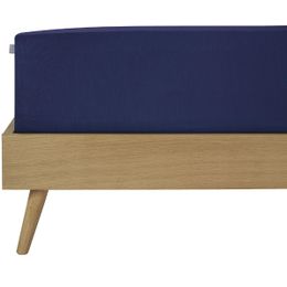Spannbettlaken Schiesser "Elli", blau (dunkelblau), B:180cm L:200cm, Jersey-Elasthan, Obermaterial: 97% Baumwolle, 3% Elasthan, Bettlaken, Spannbettlaken, f&uuml;r hohe Matratzen und Boxspringbetten, MADE IN GREEN by OEKO-TEX