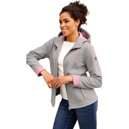 Damen Fleecejacke mit Kapuze steingrau-mauve, Gr&ouml;&szlig;e 40