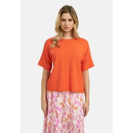 Rundhalspullover Milano Italy, Damen, Gr. L, orange, Feinstrick, Material: 70% Viskose, 30% Polyester, unifarben, normal, Rundhals, Fledermaus&auml;rmel gerader Abschluss, Pullover Rundhalspullover, mit &uuml;berschnittener Schulter