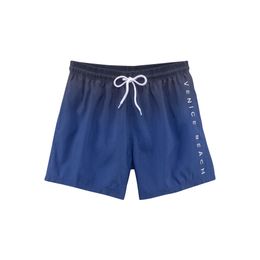 Badeshorts Venice Beach, Herren, Gr. L (52), N-Gr, blau (marine, blau), Microfaser, Polyester, Recycling-Polyester, Farbverlauf, kontrastfarbene Details, Badehosen Badeshorts, mit Farbverlauf