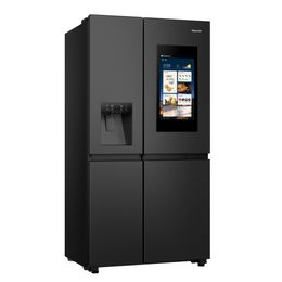 HISENSE Side-by-Side "RS9P628GPFE", Energieeffizienz: E (A-G), silber (schwarz), Display au&szlig;en, K&uuml;hlschr&auml;nke, gro&szlig;es SMART-Display