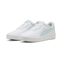 Sneaker Puma "COURT LALLY JR", M&auml;dchen, Gr. 35,5, Puma wei&szlig;, sea glass, Synthetik, Schuhe Sneaker, f&uuml;r sportliche Aktivit&auml;ten und Streetwear, mit Schn&uuml;rung