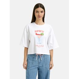 Smith & Soul Rundhalsshirt SMITH & SOUL, Damen, Gr. L, peach, Single Jersey, Material: 100% Baumwolle, bedruckt, gerade kurz, Rundhals, eingesetzt gerader Abschluss, Shirts Rundhalsshirt, aus Baumwolle