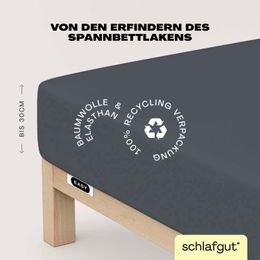 Spannbettlaken Schlafgut "EASY JERSEY ELASTHAN Bettlaken, 170 g/m&sup2;, 95% Baumwolle, 5% Elasthan", grau (grau deep), 1 Stk., Jersey, 120-130x200-220 30cm, Jersey, Obermaterial: 95% Baumwolle, 5% Elasthan, Bettlaken, Spannbettlaken, Spannbettlaken bis 30 cm H&ouml;he, b&uuml;gelfrei, pflegeleicht, perfekter Sitz