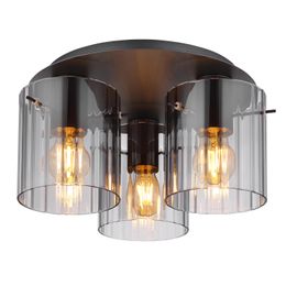 Globo LIGHTING Deckenleuchte "TULIVAR", grau dunkel, 1 Stk., Leuchten, Deckenlampe/Glas rauchfarben/Gl&auml;ser mit Rillen/Wohnbereich, Deckenleuchte