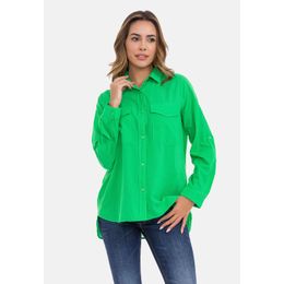Cipo & Baxx Hemdbluse CIPO & BAXX "WH123", Damen, Gr. L, gr&uuml;n, 100% Baumwolle, unifarben, regular fit normal, Manschette, Blusen Hemdbluse