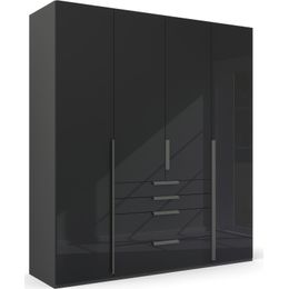 Dreht&uuml;renschrank Rauch "Kleiderschrank Schrank Garderobe W&auml;scheschrank PURISMA Glasfront", grau (graphit, glas basalt), B:201cm H:223cm T:60cm, Holzwerkstoff, Schr&auml;nke, Dreht&uuml;renschrank, mit Schubladen und umfangreichem Zubeh&ouml;r MADE IN GERMANY