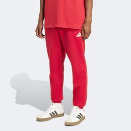 Sporthose adidas Sportswear "ESSENTIALS FEELCOZY", Herren, Gr. S, N-Gr, active maroon, wei&szlig;, normal, gr., Obermaterial: 70% Baumwolle, 30% Polyester, Hosen Sporthose