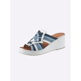Gemini Damen Pantolette mit geflochtenem Blatt, wei&szlig;-jeansblau, Gr&ouml;&szlig;e 38