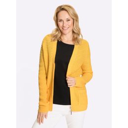 WITT Damen Cardigan mit Rei&szlig;verschluss, gelb, Gr&ouml;&szlig;e 46