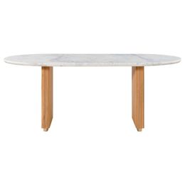 Esstisch oval Mango 180x90x76 natur lackiert / Marmor wei&szlig; BARCELONA #537