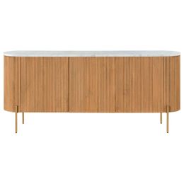 Sideboard Mango 180x40x76 natur lackiert / Marmor wei&szlig; BARCELONA #501