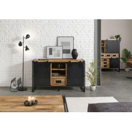 Sideboard Mango 150x45x90 natur lackiert / Metall schwarz BLACKBURN #111