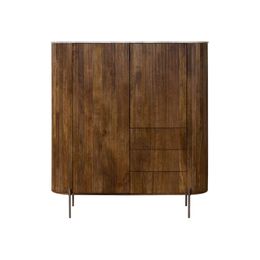 Highboard Mango 150x45x160 braun lackiert / Marmor wei&szlig; BARCELONA #241