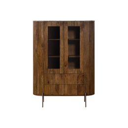 Highboard Mango 120x45x160 braun lackiert / Marmor wei&szlig; BARCELONA #240